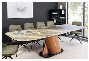 Massive home | Jídelní stůl ELEMENTS 180-260 cm rozkládací, ořechový rám s keramickou deskou, taupe béžový mramorový vzhled
