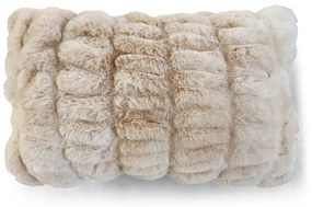 Béžový žebrovaný chlupatý polštář Bear beige - 30*50*15cm