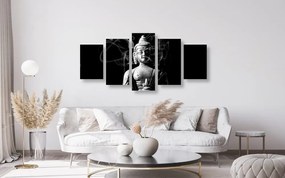 5-dílný obraz socha Buddhy v černobílém provedení Varianta: 100x50