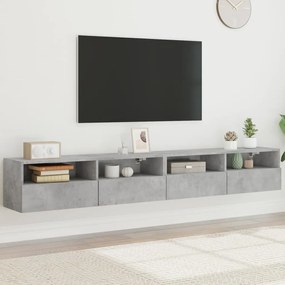 Nástěnné TV skříňky 2 ks betonově šedé 100x30x30 cm kompozit