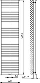 Aqualine TONDI 600 x 1690 mm DT496T otopné těleso černé matné