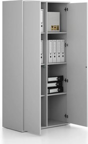 Kancelářská skříň FRAME, 2x dveře, 872 x 450 x 1735 mm, PUSH-lock, šedá
