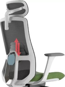 Kancelářská ergonomická židle WISDOM s podhlavníkem — síť, šedý plast, nosnost 150 kg, zelená Mercury star