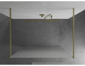 Mexen Kioto, sprchová zástěna Walk-In 100 x 200 cm, 8mm sklo námraza, zlatý matný profil, 800-100-002-55-30