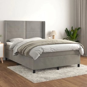 Box spring postel s matrací světle šedá 140x200 cm samet