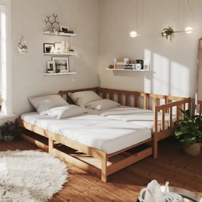 Výsuvná denní postel 2×(90×200 cm) medová masivní borové dřevo,  3083712 HangarStore.cz