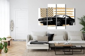 Vícedílný obraz Americké Svalové Auto S Pozadím Vlajky Usa Nedostatek Nedostatek Plátno Canvas 200x150