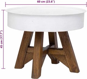 Konferenční stolek masivní recyklované dřevo bílý 60 x 45 cm 244820