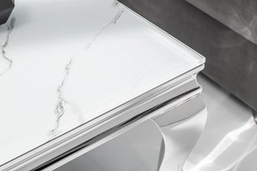 Designový konferenční stolek Rococo 100 cm stříbrný - mramor