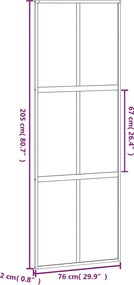 vidaXL Posuvné dveře 76 x 205 cm čiré ESG sklo a hliník [155207]