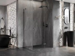 Mexen Lunar, výklopný sprchový kout pravý 80 x 90 cm, 8mm čiré sklo, grafitový profil, 834-080-090-95-00-P