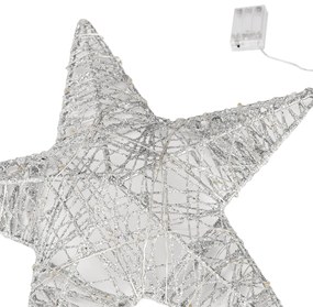 Tutumi Vánoční dekorace LED svítící hvězda 23 cm stříbrná