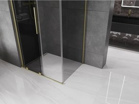 Mexen Velar L, sprchový kout s posuvnými dveřmi 110 x 90 cm, 8mm šedé sklo, zlatá matná, 871-110-090-43-55