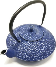 Litinová konvice Hanami, 1,1 l – modrá s motivem jing jang, s nerezovým sítkem
