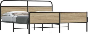 Kovový rám postele bez matrace kouřový dub 193 x 203 cm 3318682
