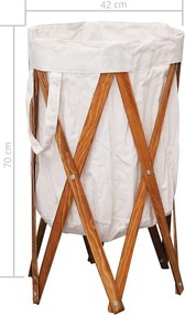Skládací koš na prádlo krémový dřevo a textil 284227