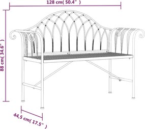 2místná zahradní lavice 128 cm černá ocel 318828