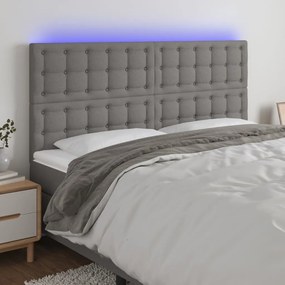 Čelo postele s LED tmavě šedé 200x5x118/128 cm textil