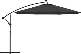 Boční zahradní slunečník s LED osvětlením černý 350 cm 313784