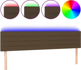 Čelo postele s LED tmavě hnědé 180x5x78/88 cm textil 3121769