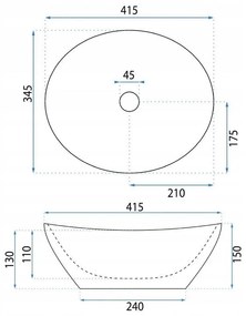 Keramické umyvadlo na desku REA BASARO ATENA šedý marmor mat