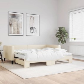 Válenda s přistýlkou a matracemi krémová 90 x 200 cm textil 3196600