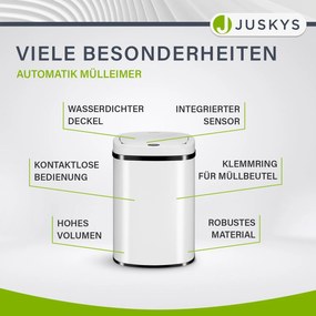 Juskys Obdélníkový bezdotykový odpadkový koš Barva: stříbrná, Velikost: 50 L