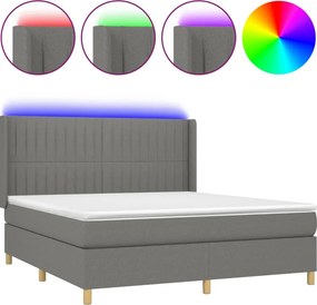 Box spring postel s matrací a LED tmavě šedá 160x200 cm textil 3139046