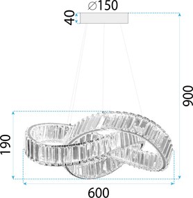 Toolight Toolight, LED závěsné svítidlo 58cm, 49W, APP1538-CP, zlatá lesklá, OSW-05474