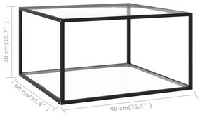 Petromila Konferenční stolek černý s tvrzeným sklem 90 x 90 x 50 cm