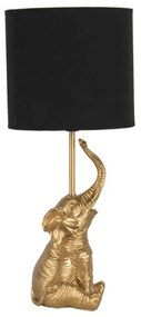 Stolní lampa ve tvaru zlatého slona s černým stínidlem – 20x46 cm