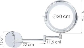 Erga Eda, LED osvětlené kosmetické zrcadlo na make-up ø20 cm, chromová, ERG-YKA-CH.EDA