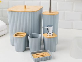 Verk Group Koupelnová sada: kartáč na toaletu, dávkovač, bambusový košík – 6 kusů