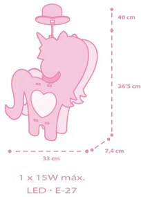 Dalber 41597 - Dětský lustr UNICORN 1xE27/15W/230V