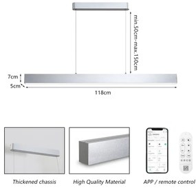 Brilagi-LED Stmívatelný lustr SLEEKLINE SMART LED/40W/230V Wi-Fi Tuya stříbrn+DO