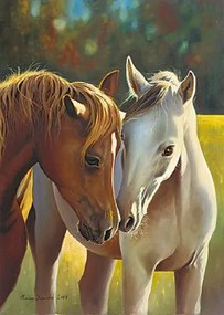 Dva koně - portrét - 18 x 24 cm