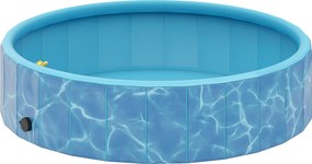 PawHut Psí Bazén Skládací Splash Bazén s Fontánou a Designem Vodního Polštáře Ø120 x 30 cm Protiskluzová Psí Koupelna Bazén pro Psy a Kočky | Aosom