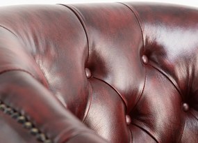 furniture-nabytek.cz - Křeslo Chesterfield Oakland z masivní pravé kůže, červené
