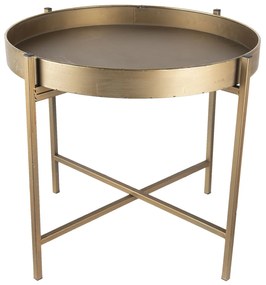 Zlatý kovový kulatý odkládací stolek - Ø 52*40 cm