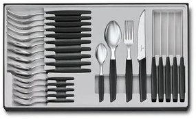 VICTORINOX Sada příborů s nožem steakovým Swiss Modern 24 ks černá