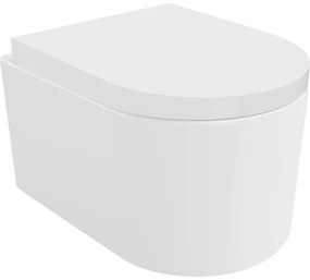 Mexen Sofia, závěsná WC mísa 490x360x355 mm, Rimless Tornádo + WC sedátko z duroplastu, bílá lesklá, 30540200T