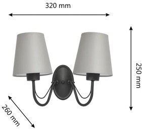 Nástěnná lampa MALBO 2xE27/15W/230V šedá/černá