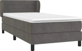 Box spring postel s matrací tmavě šedá 100x200 cm samet 3127536