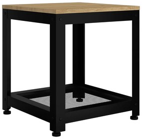Odkládací stolek světle hnědý a černý 40x40x45 cm MDF a železo - Default Title