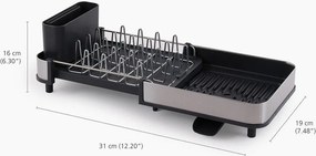 Černý nastavitelný plastový odkapávač 31x19 cm Extend Slim Steel – Joseph Joseph