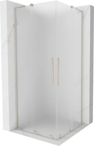 Mexen Velar L Duo, sprchový kout s posuvnými dveřmi 80 x 80 cm, 8mm sklo námraza, broušená ocel, 871-080-080-02-33-97