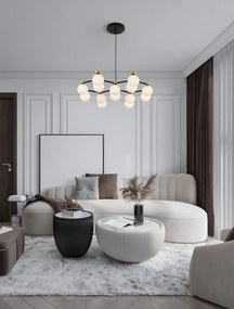 Satina zlato-černo-bílý moderní lustr Ovalino 143