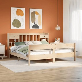 Postel s knihovnou bez matrace 180 x 200 cm masivní borovice 3323017