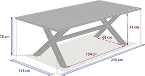 DEOKORK Hliníkový stůl BERGAMO 220x113 cm (šedo-hnědá)