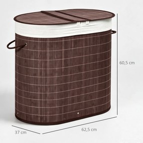 HOMCOM Koš na prádlo 100 l s víkem a držadlem Box na prádlo Sběrač prádla 2 sáčky na prádlo Třídič prádla do koupelny z bambusu | Aosom.de
